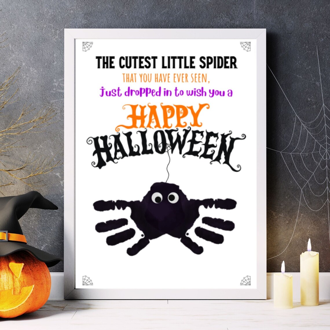 Halloween Handprint Craft Cutest Little Spider Daycare - Etsy