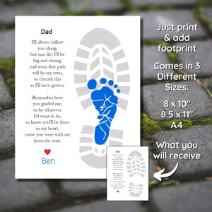 Footprint Art Craft for Dad, Fathers Day Gift From Kids, 1st Fathers ...
