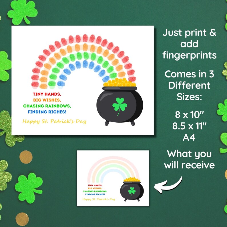 St Patricks Day Fingerprint Craft for Toddlers, Handprint Art Daycare ...