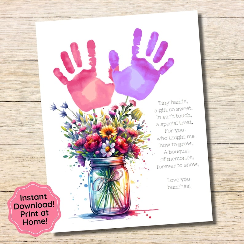 Mothers Day Handprint Art, Handprint Bouquet, Handprint Flowers Toddler ...