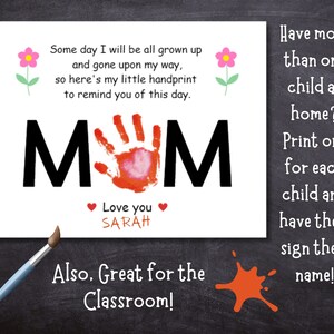 Mother's Day Printable, Handprint Art Craft, Baby Toddlers Kids ...