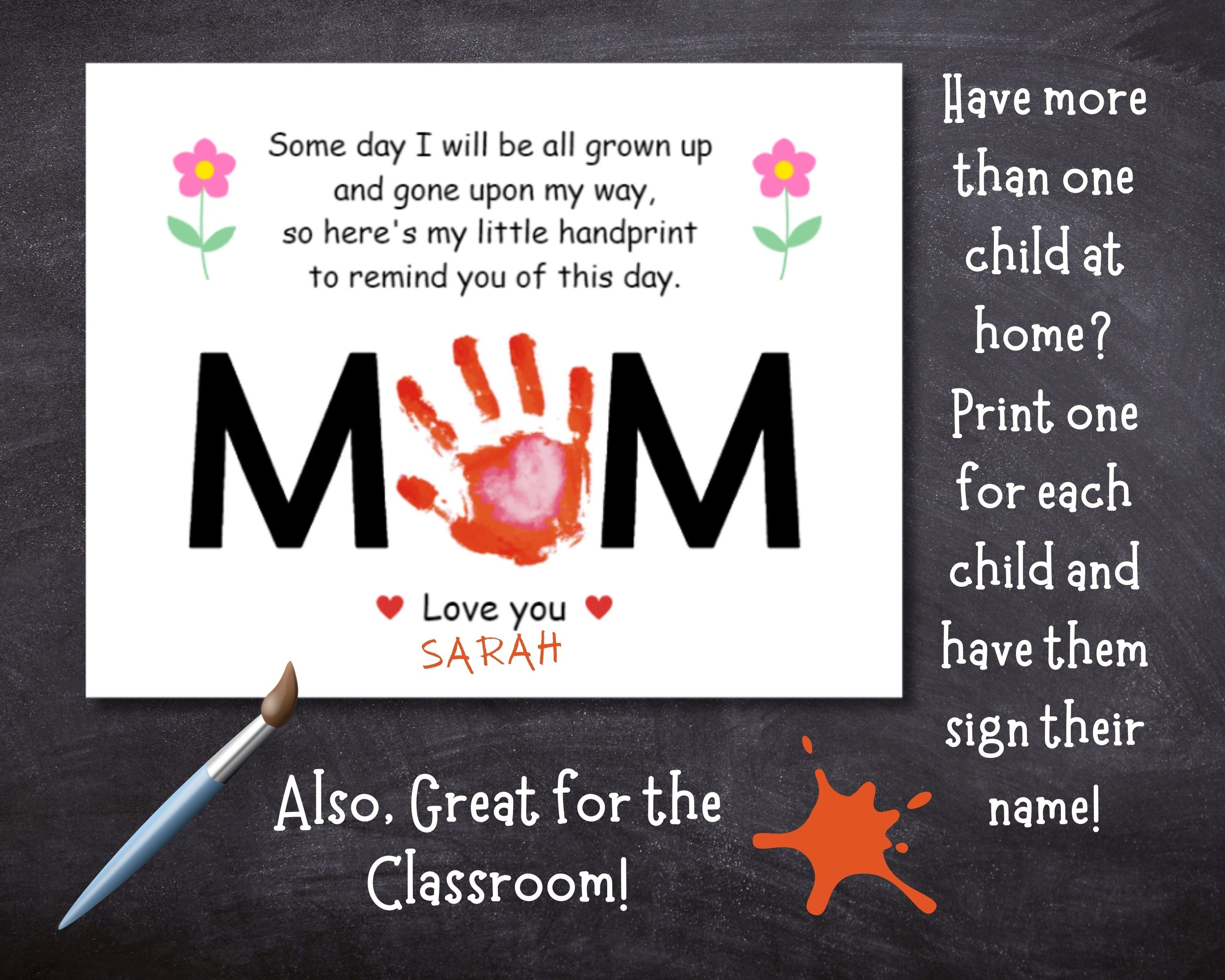 Mother's Day Printable, Handprint Art Craft, Baby Toddlers Kids ...