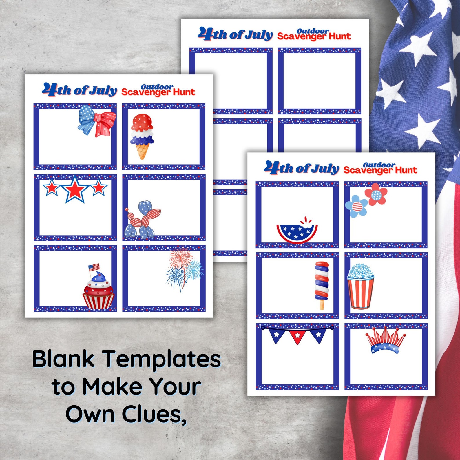 4th of July Outdoor Scavenger Hunt for Kids, Fourth of July Treasure ...