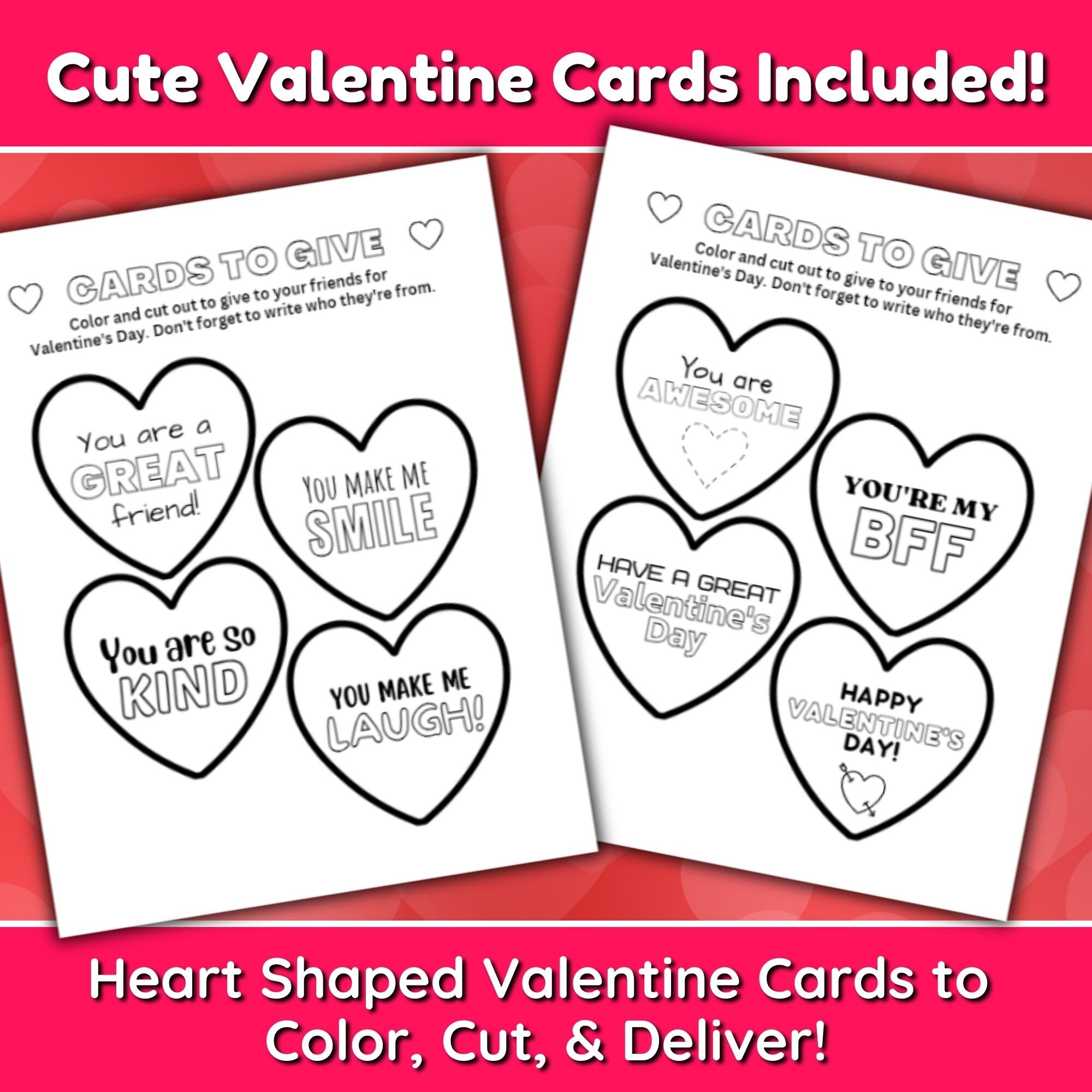 Valentines Day Coloring Page & Activity Pack for Kids, Printable ...