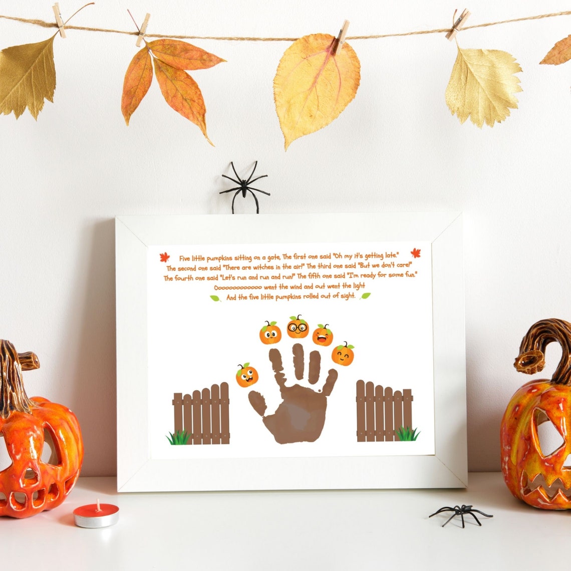 Halloween Handprint Craft, 5 Little Pumpkins, Preschool Craft Activity ...