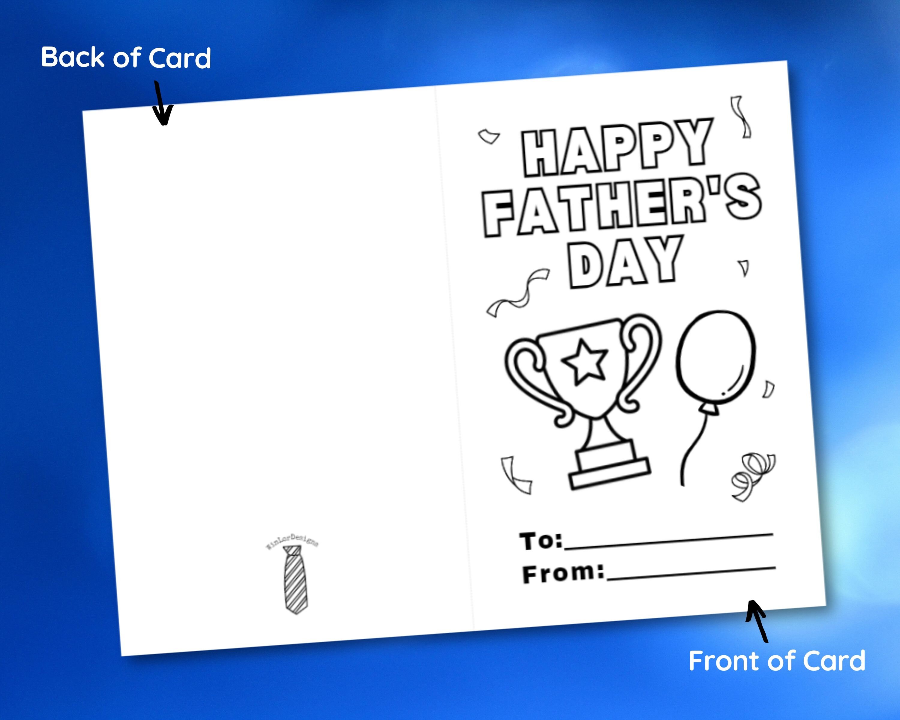 Fathers Day Coloring Card, All About My Dad, Color Your Own Card, Gift ...