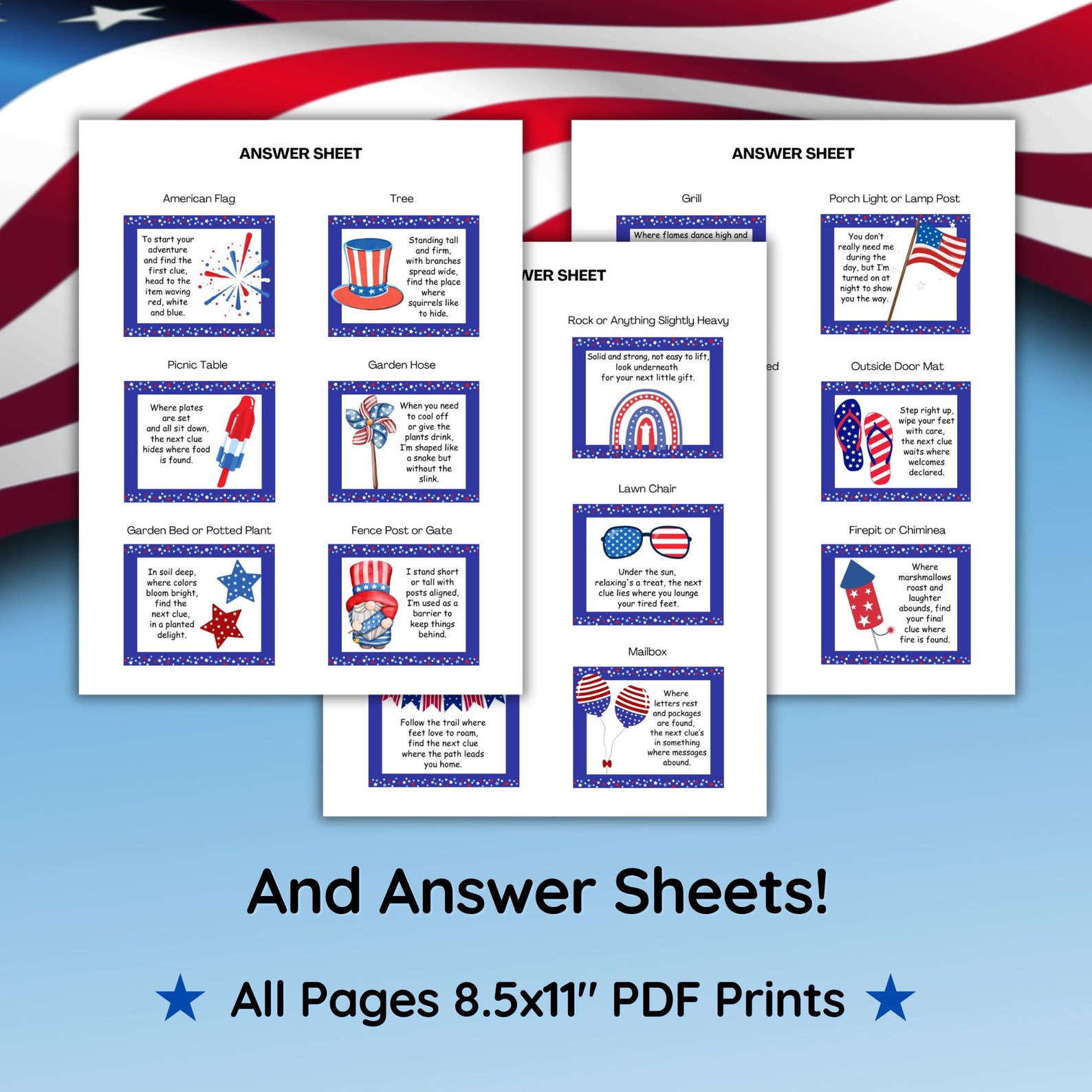 4th of July Outdoor Scavenger Hunt for Kids, Fourth of July Treasure ...