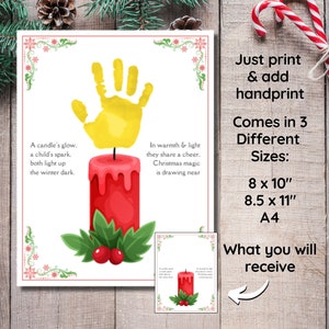 Christmas Handprint Art, Christmas Candle Craft, Christmas Poem ...