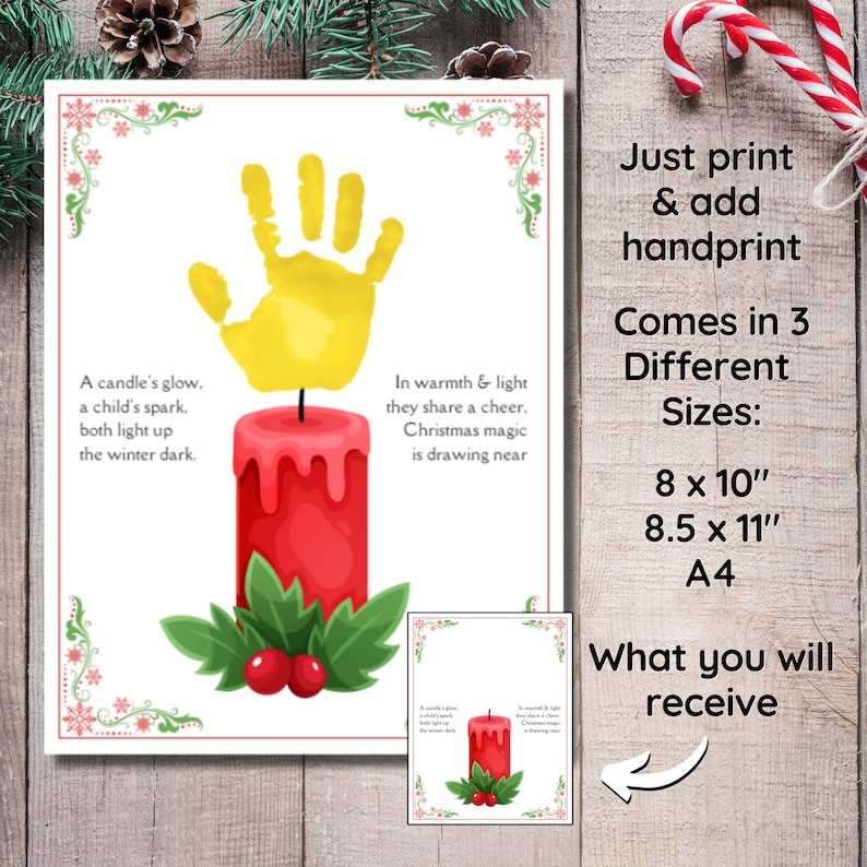 Christmas Handprint Art, Christmas Candle Craft, Christmas Poem ...