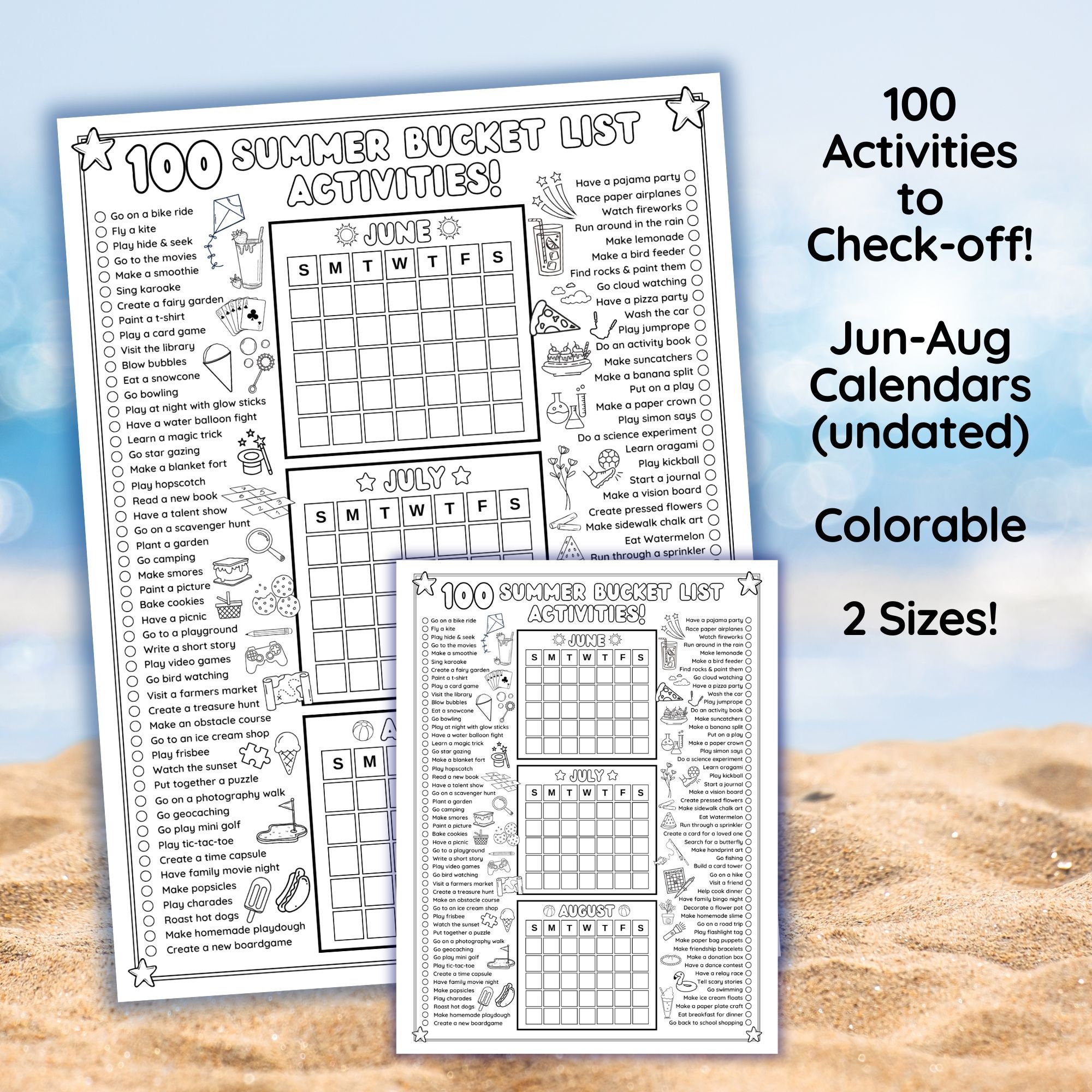 Kids Summer Bucket List Printable Poster, Summer Scavenger Hunt, Summer ...