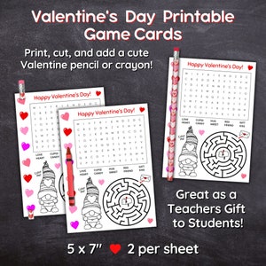 Valentines Day Cards for Kids Printable, Classroom Valentines Treat ...