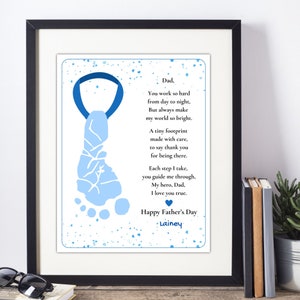 Father's Day Footprint Craft Printable, Fathers Day Poem Keepsake Gift ...