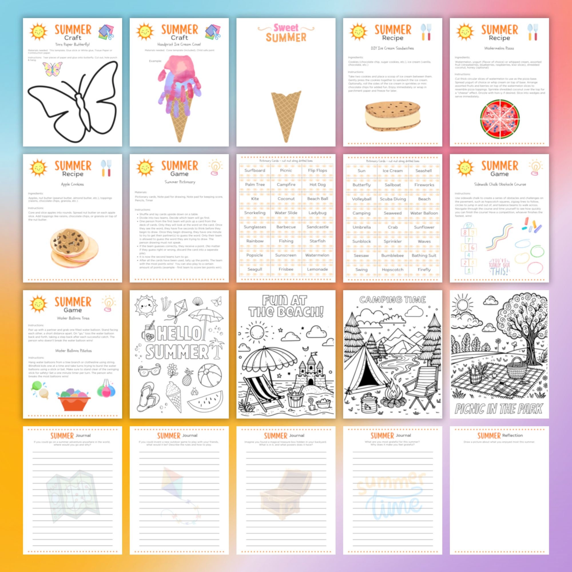 Kids Summer Activity Planner Bundle, Summer Schedule, Reading Log ...