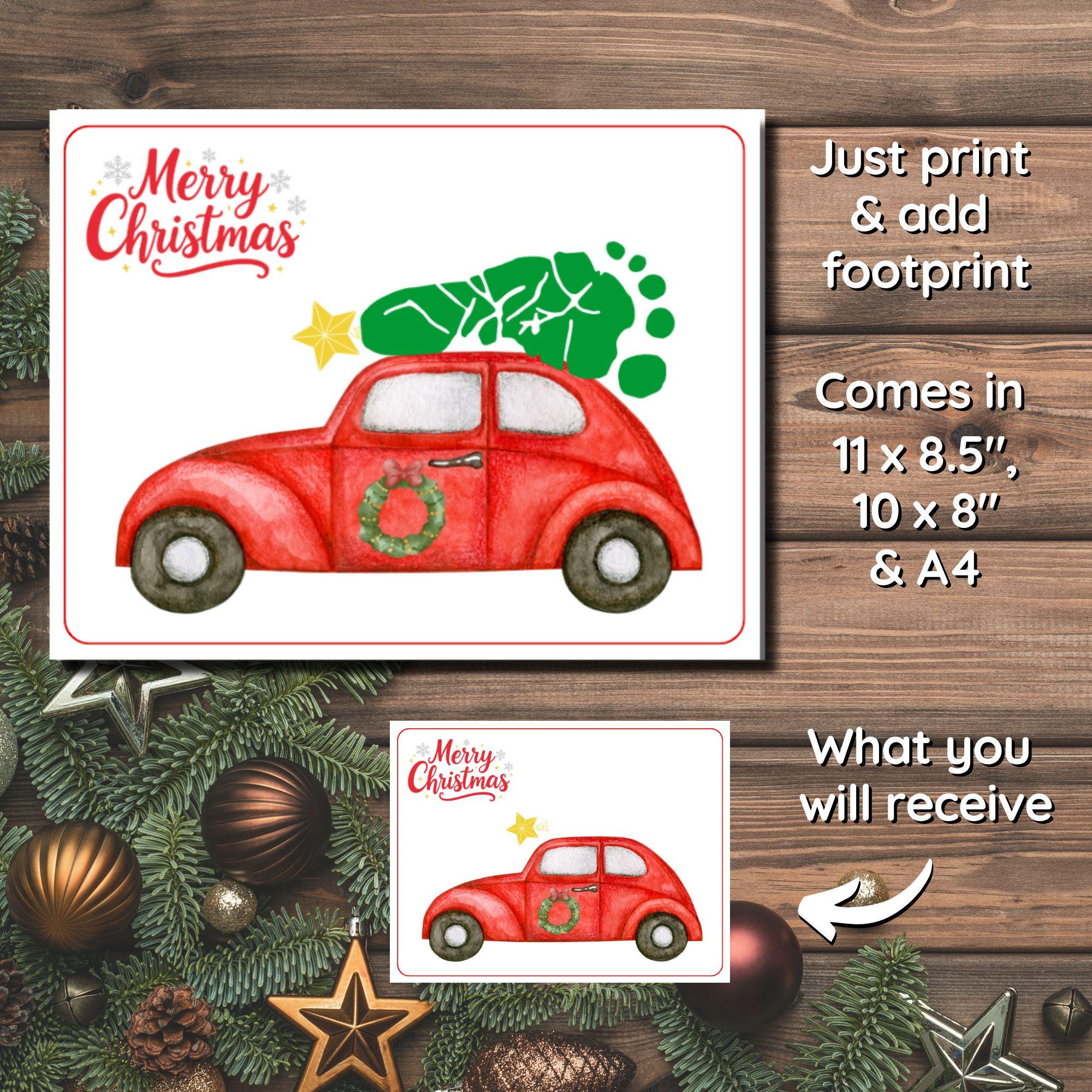 Christmas Footprint Art, Little Red Car Footprint Tree Craft, Daycare ...