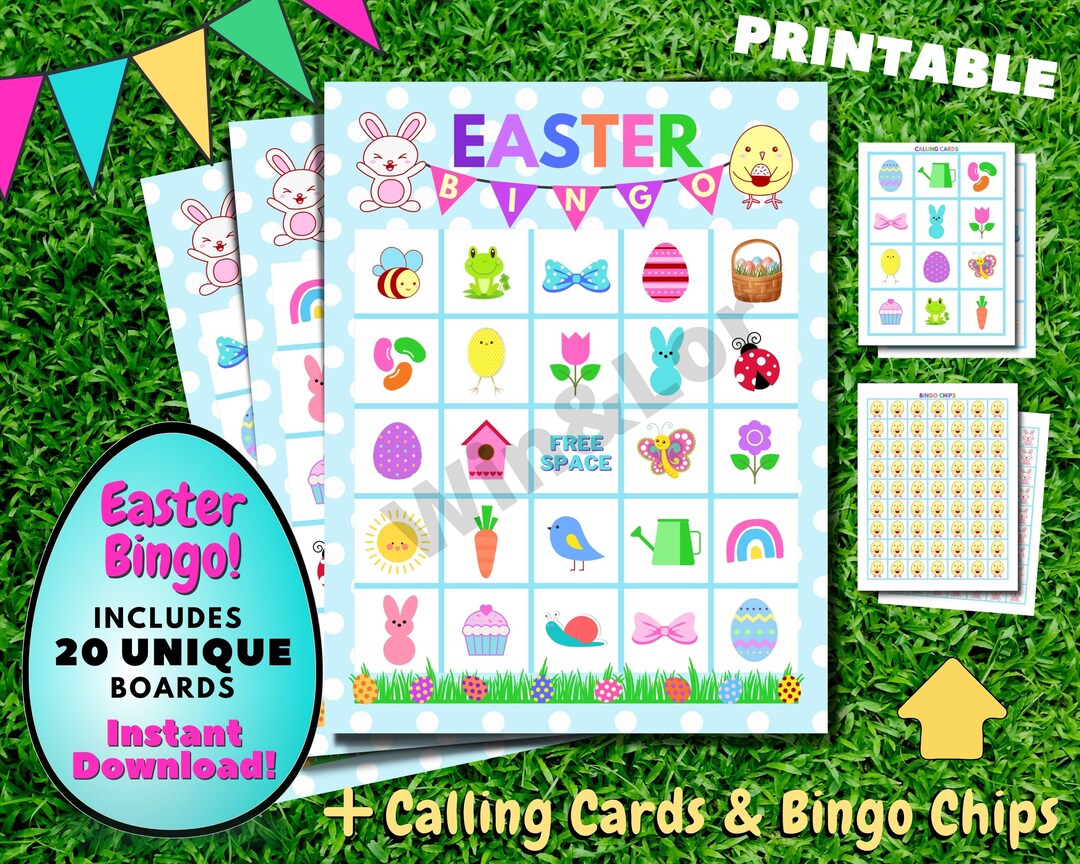 Easter Game for Kids, Easter Bingo Game, Printable Bingo Cards, Easter ...