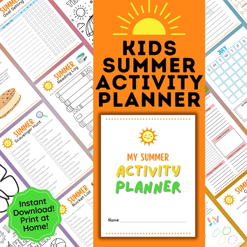 Kids Summer Activity Planner Bundle, Summer Schedule, Reading Log ...