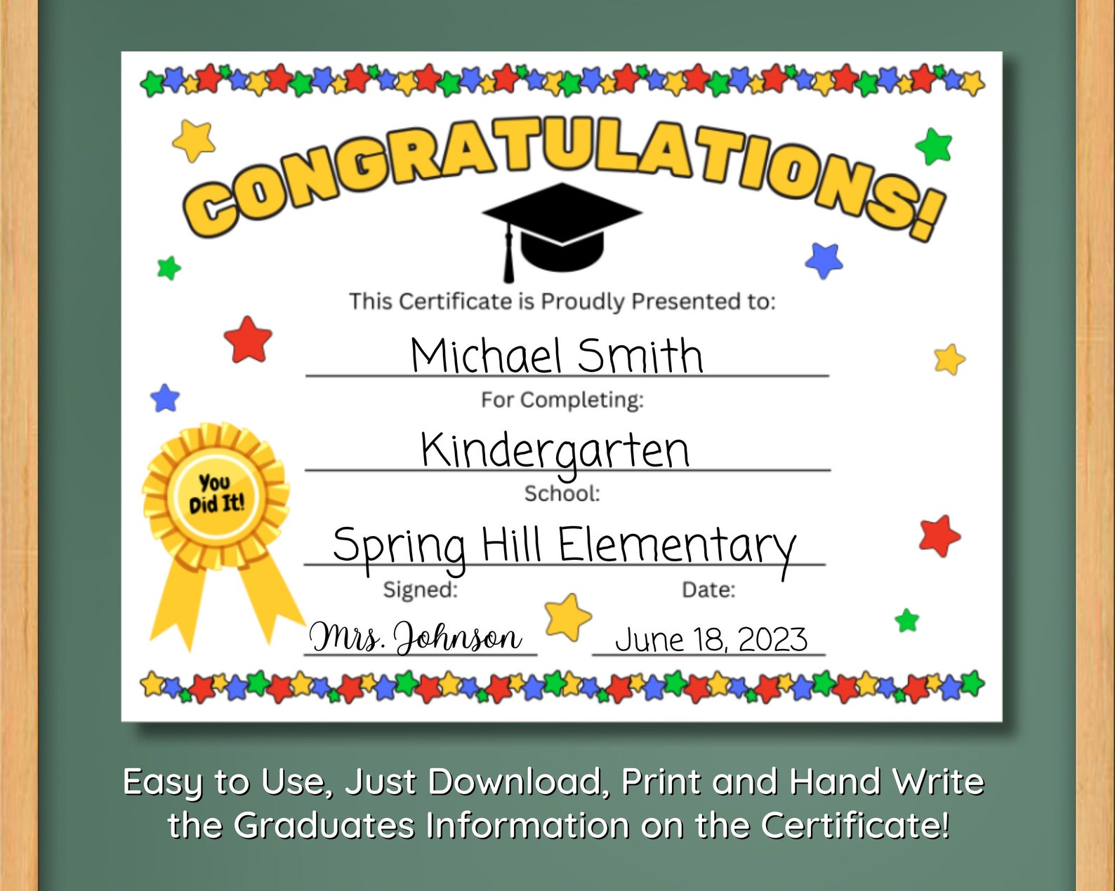 Kids Graduation Certificate Printable, Preschool Graduation ...