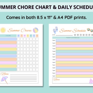 Kids Daily Schedule, Summer Chore Chart, Daily Routine for Kids, Daily ...