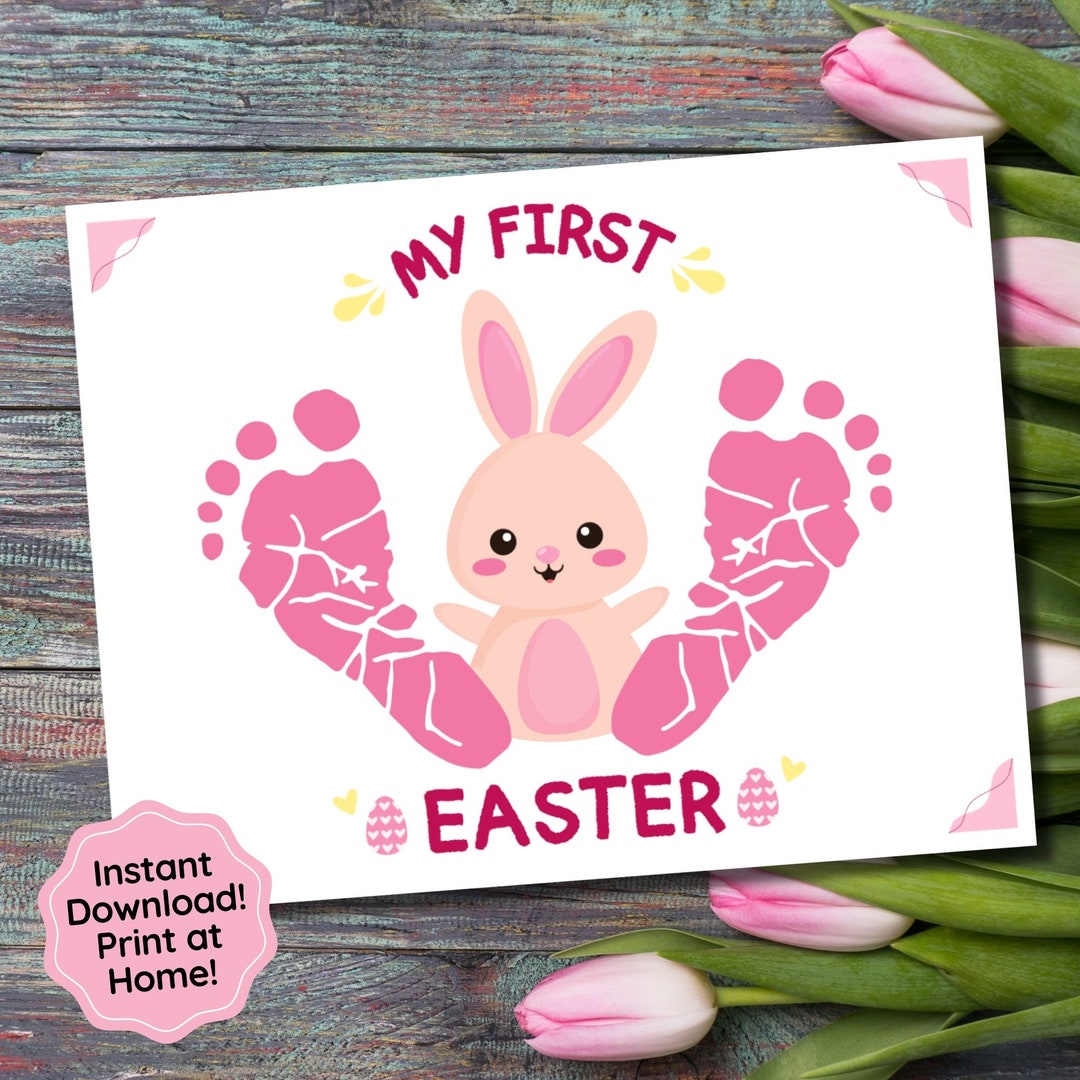 Baby's Footprint Art My First Easter Craft, Baby Keepsake Handprint ...