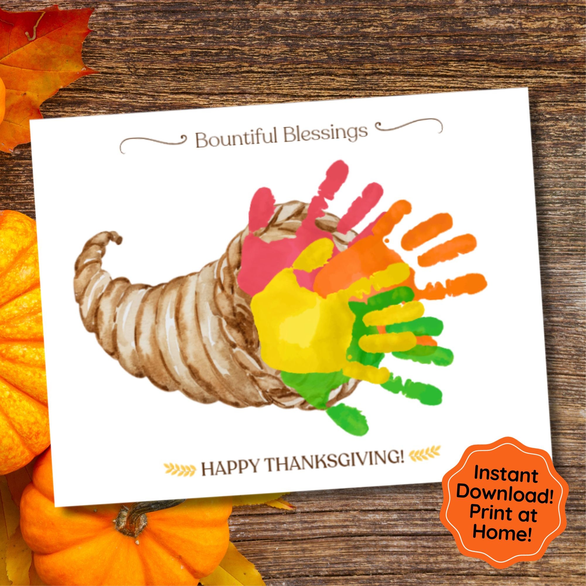 Thanksgiving Handprint Craft for Kids, Preschool Handprint Art Thankful ...