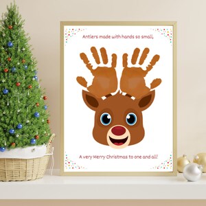 Christmas Handprint Art, Reindeer Handprint Craft Daycare Activity ...