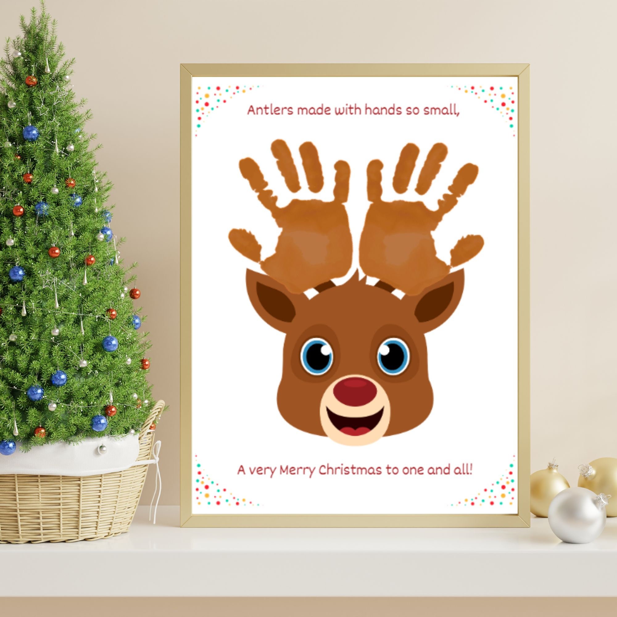 Christmas Handprint Art, Reindeer Handprint Craft Daycare Activity ...
