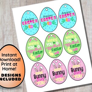 Easter Gift Tags, Printable Gift Tag, Kids Easter Basket Gift Tag, Fun ...