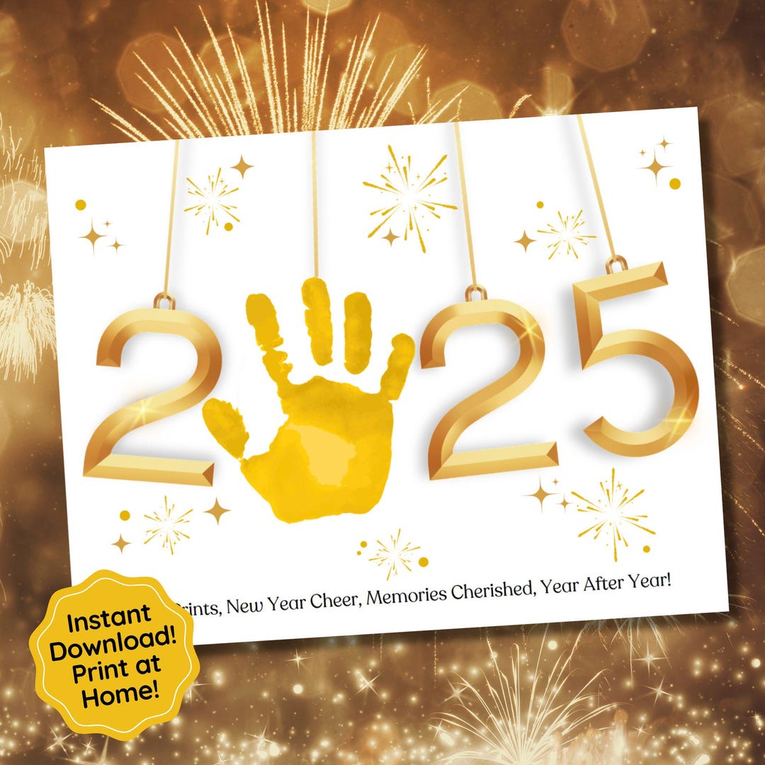 New Years 2025 Handprint Art, Happy New Years 2025 Handprint Footprint ...