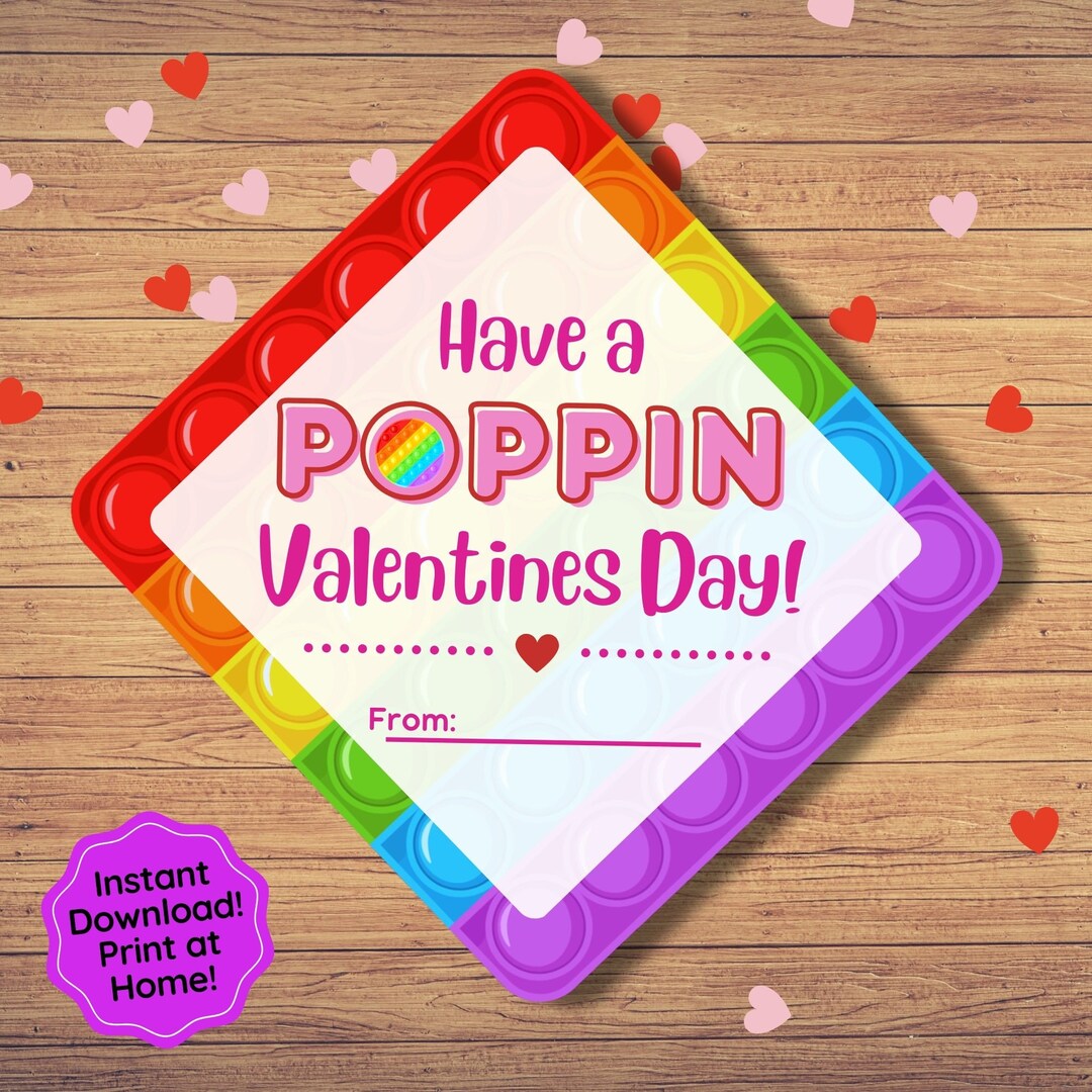 Printable Valentines Day Cards for Kids, Pop-it Valentine Cards ...