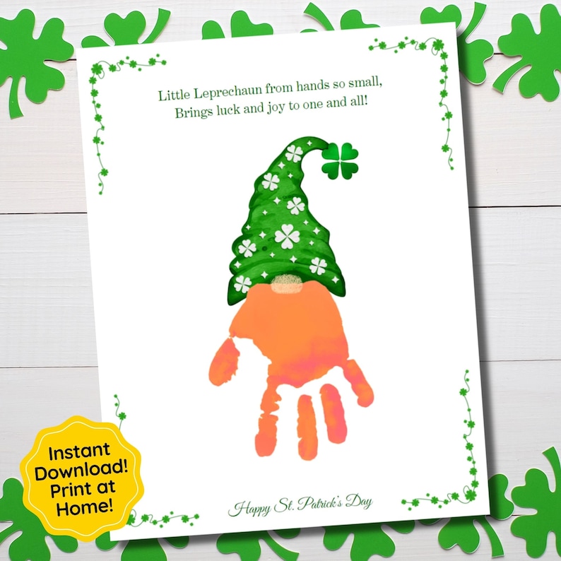 St Patricks Day Handprint Art Craft for Kids, Toddler Activity, Daycare ...