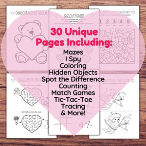 Valentines Day Coloring Page & Activity Pack for Kids, Printable ...