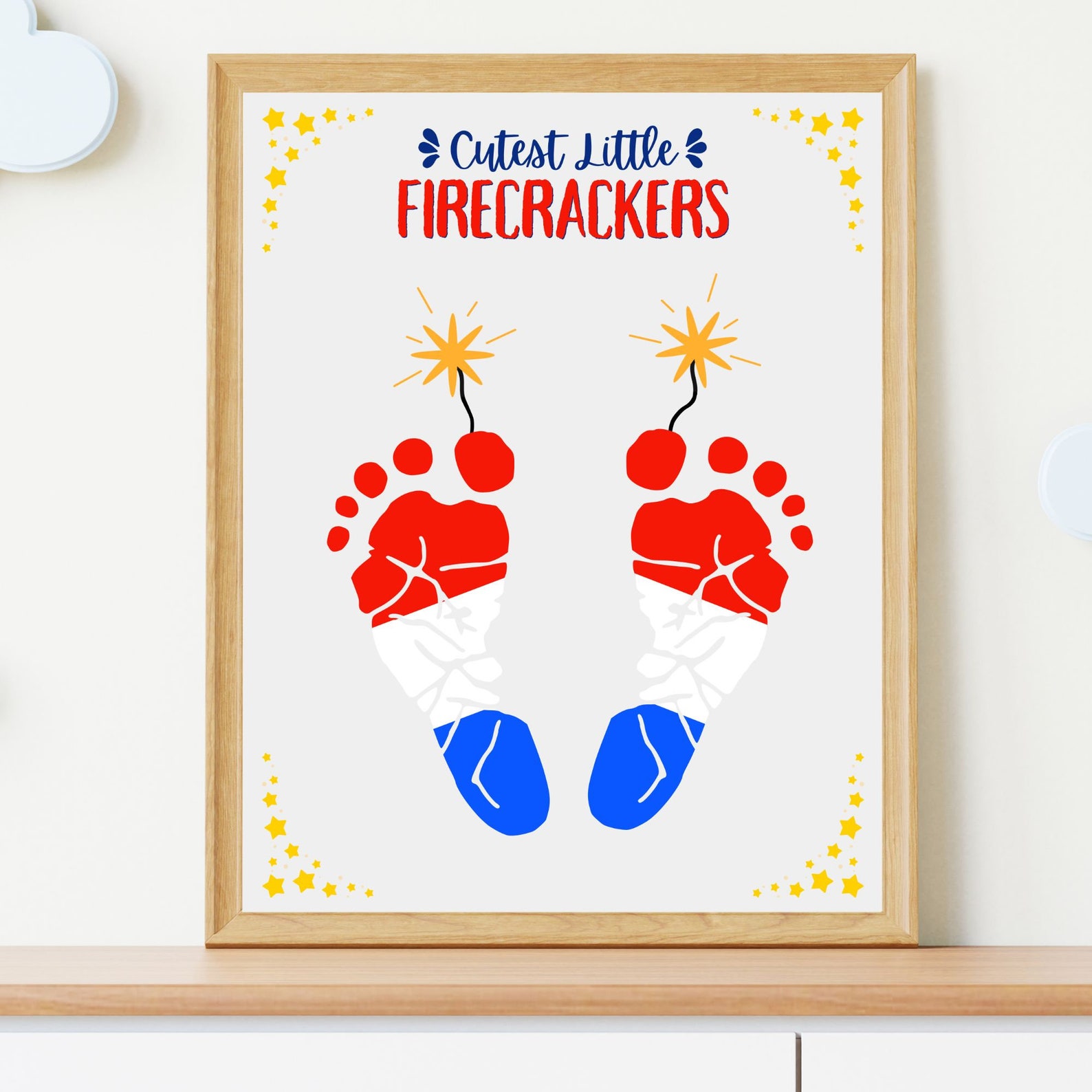 4th of July Footprint Art Printable Craft, DIY Craft for Baby Kids ...
