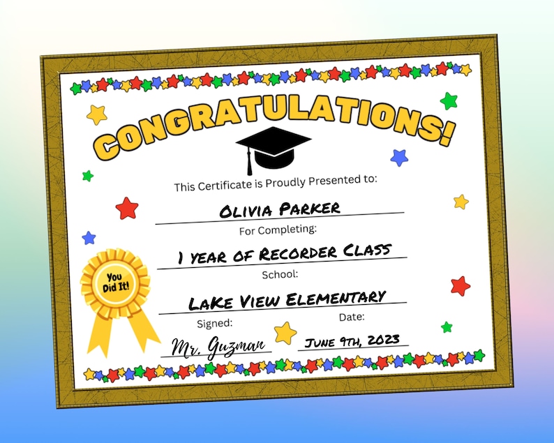 Kids Graduation Certificate Printable, Preschool Graduation ...