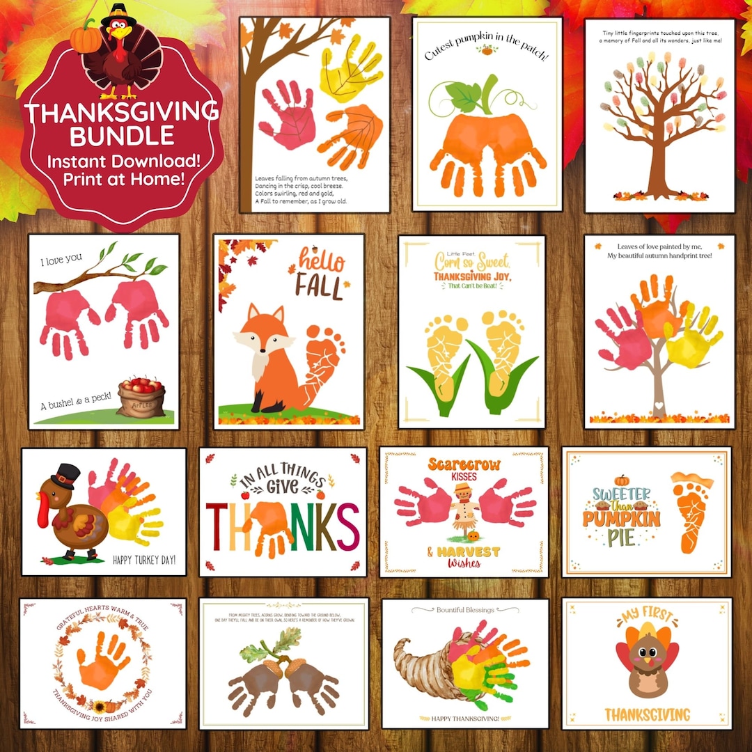 Thanksgiving Handprint Craft Bundle, Thanksgiving Art for Toddlers ...