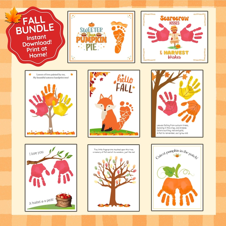 Fall Handprint Craft Bundle, Fall Handprint Art, Preschool Activity for ...