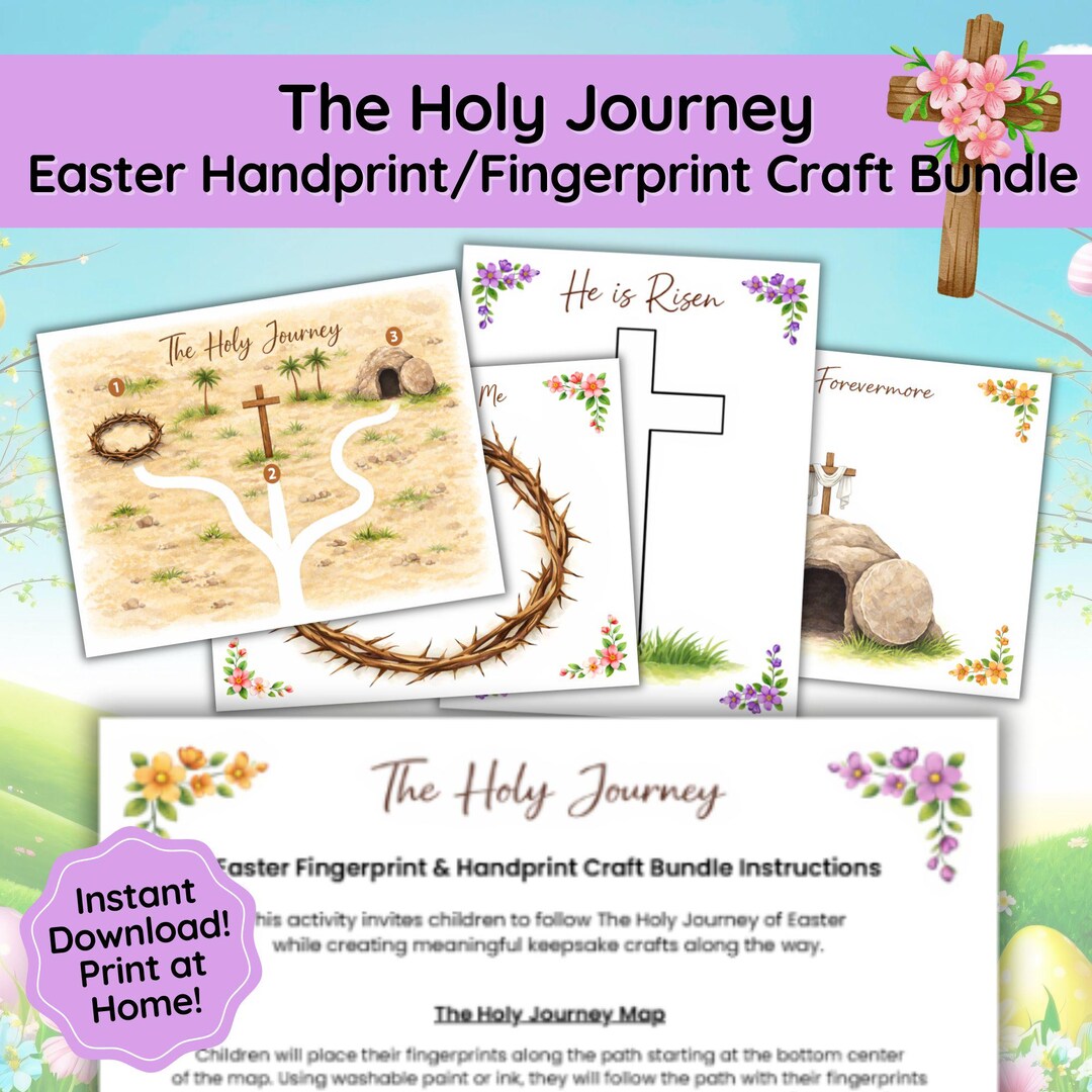 Easter Handprint & Fingerprint Craft Bundle: Holy Journey Christian ...