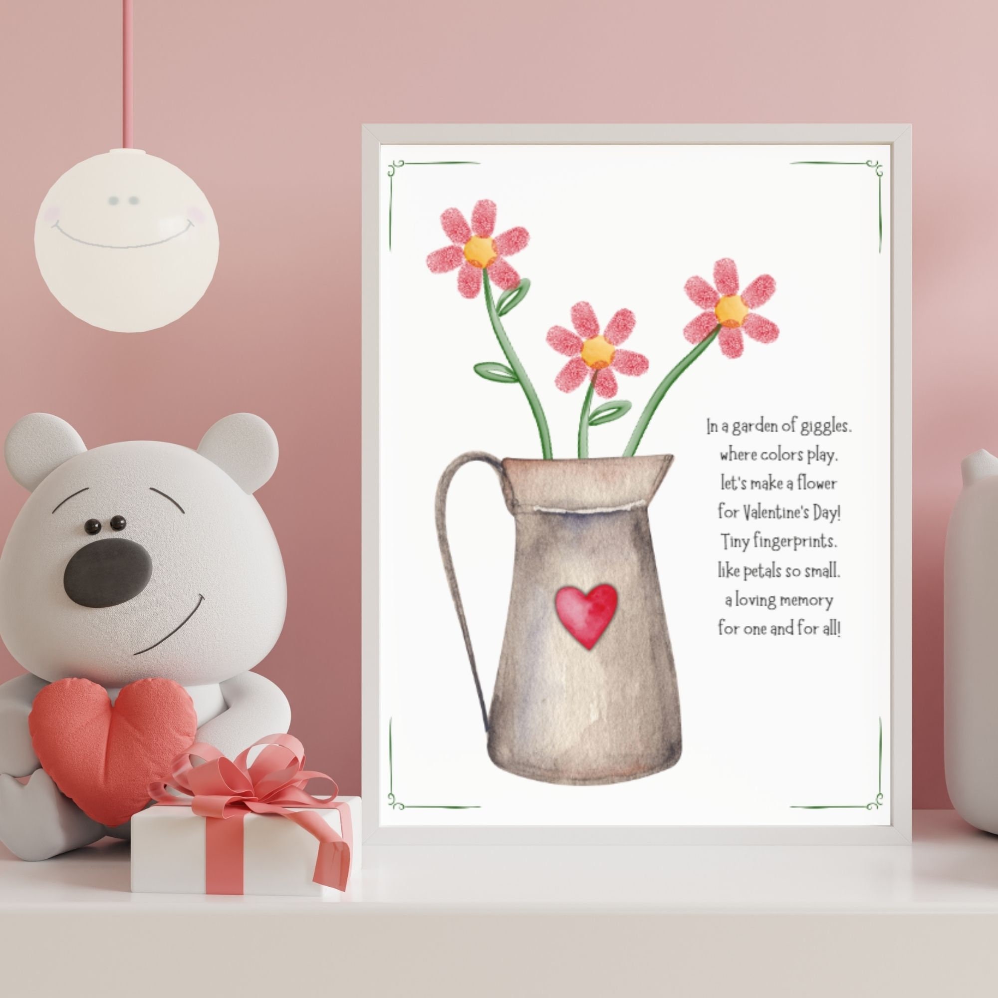 Valentines Day Handprint Art DIY Printable Craft, Fingerprint Craft ...
