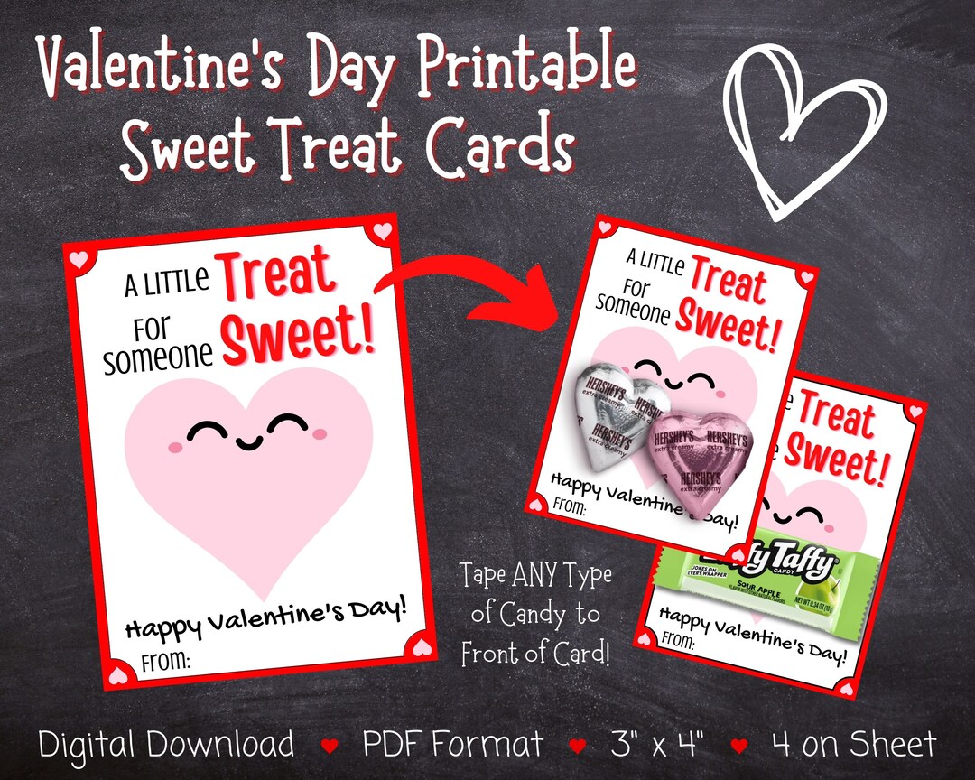 Printable Valentines Day Cards for Kids Treat Cards School - Etsy