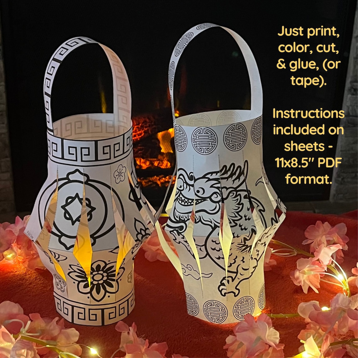 Chinese New Year Lanterns Printable 3D Paper Lanterns, Year of the ...