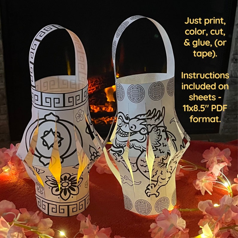 Chinese New Year Lanterns Printable 3D Paper Lanterns, Year of the ...
