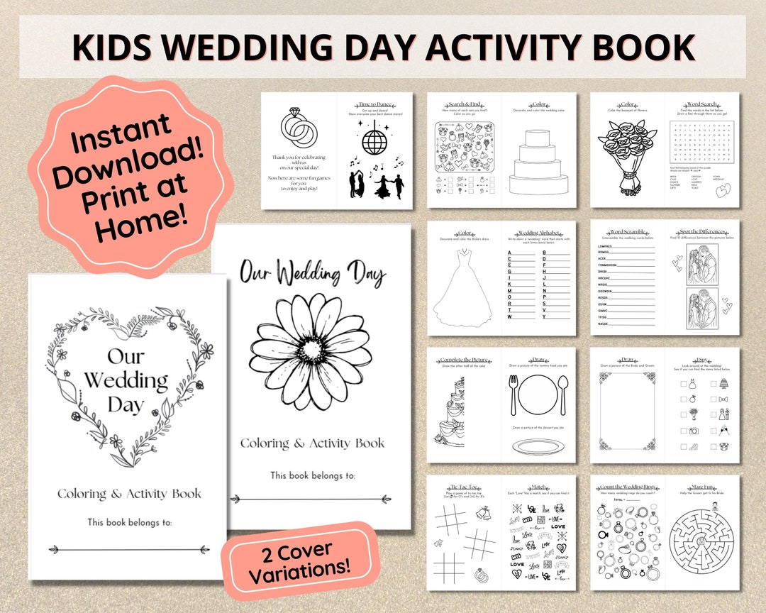 Kids Wedding Activity Book Coloring Activity Book for Kids - Etsy