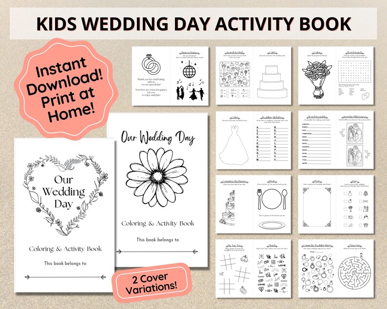 Kids Wedding Activity Book Coloring Activity Book for Kids - Etsy