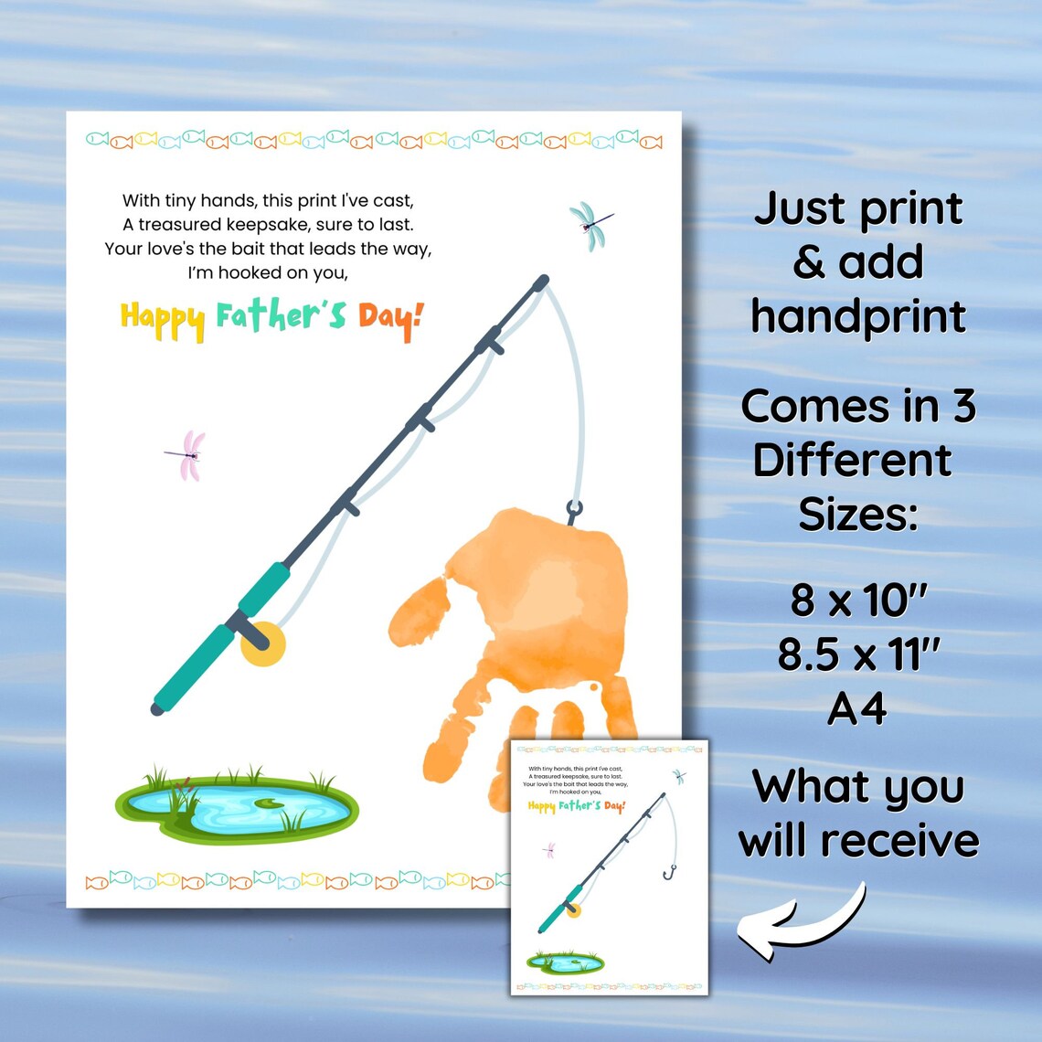 Fathers Day Handprint Printable, Gift for Fathers Day Handprint Craft ...