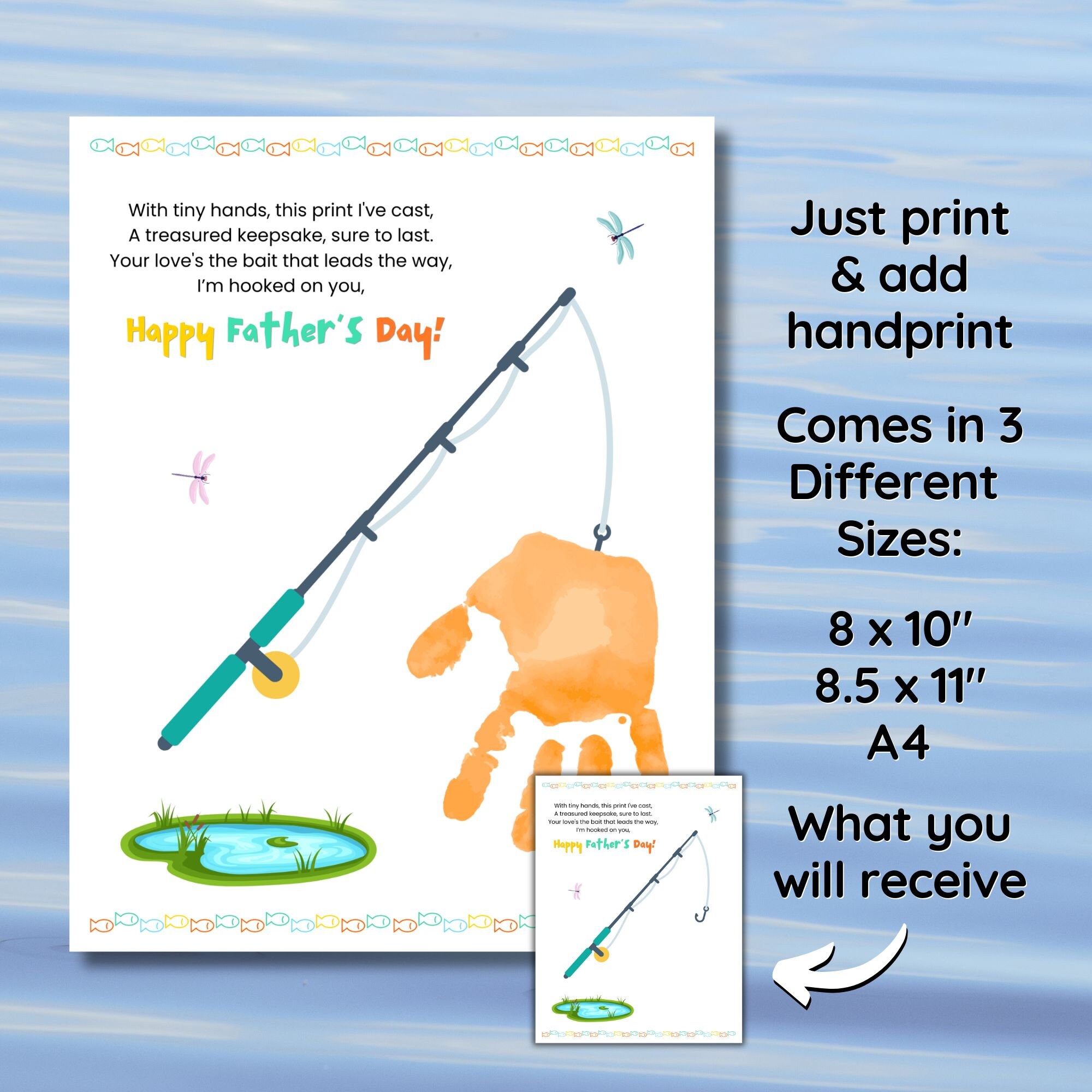 Fathers Day Handprint Printable, Gift for Fathers Day Handprint Craft ...