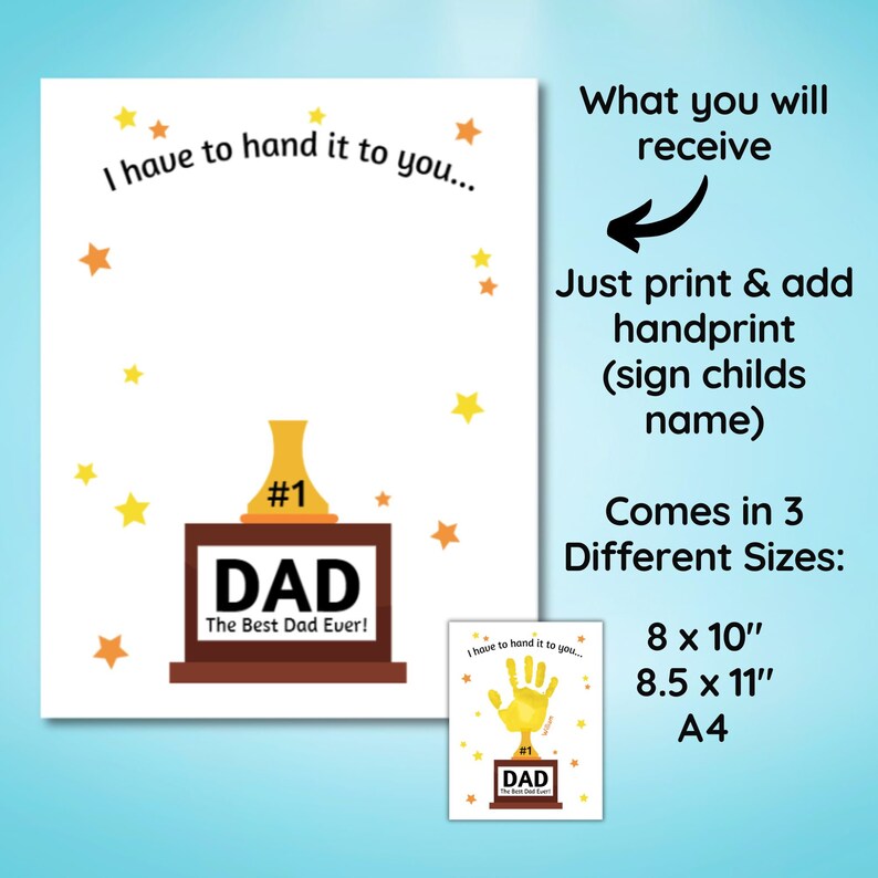 Father's Day Printable, Handprint Art Craft, Baby Toddler Kids ...