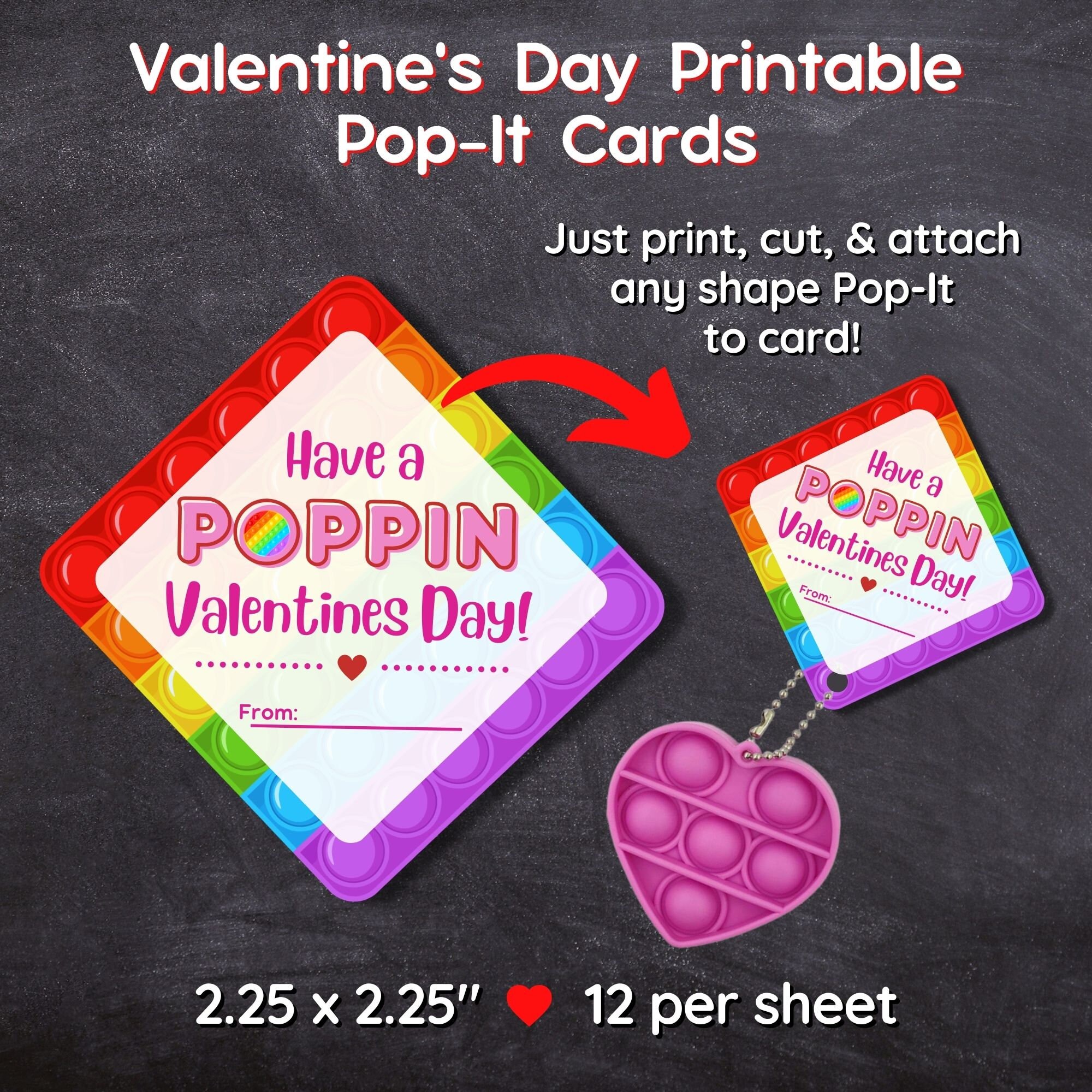 Printable Valentines Day Cards for Kids, Pop-it Valentine Cards ...