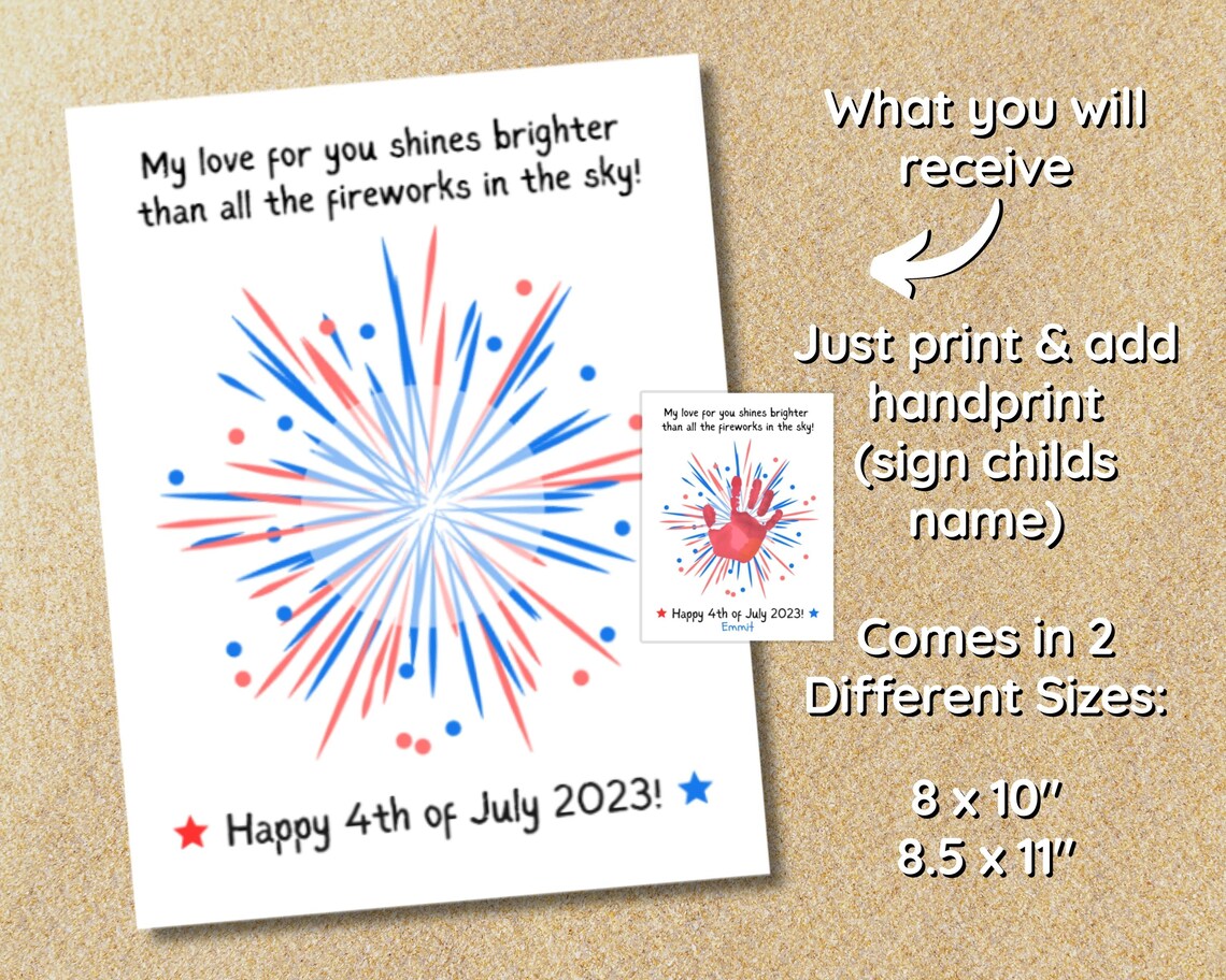 4th of July Firework Handprint Art, Fourth of July Craft, Classroom ...