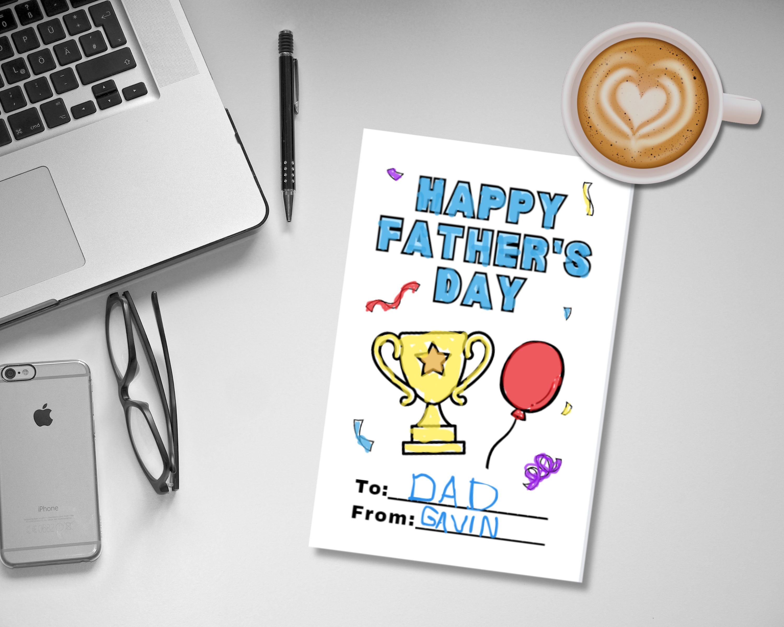 Fathers Day Coloring Card, All About My Dad, Color Your Own Card, Gift ...