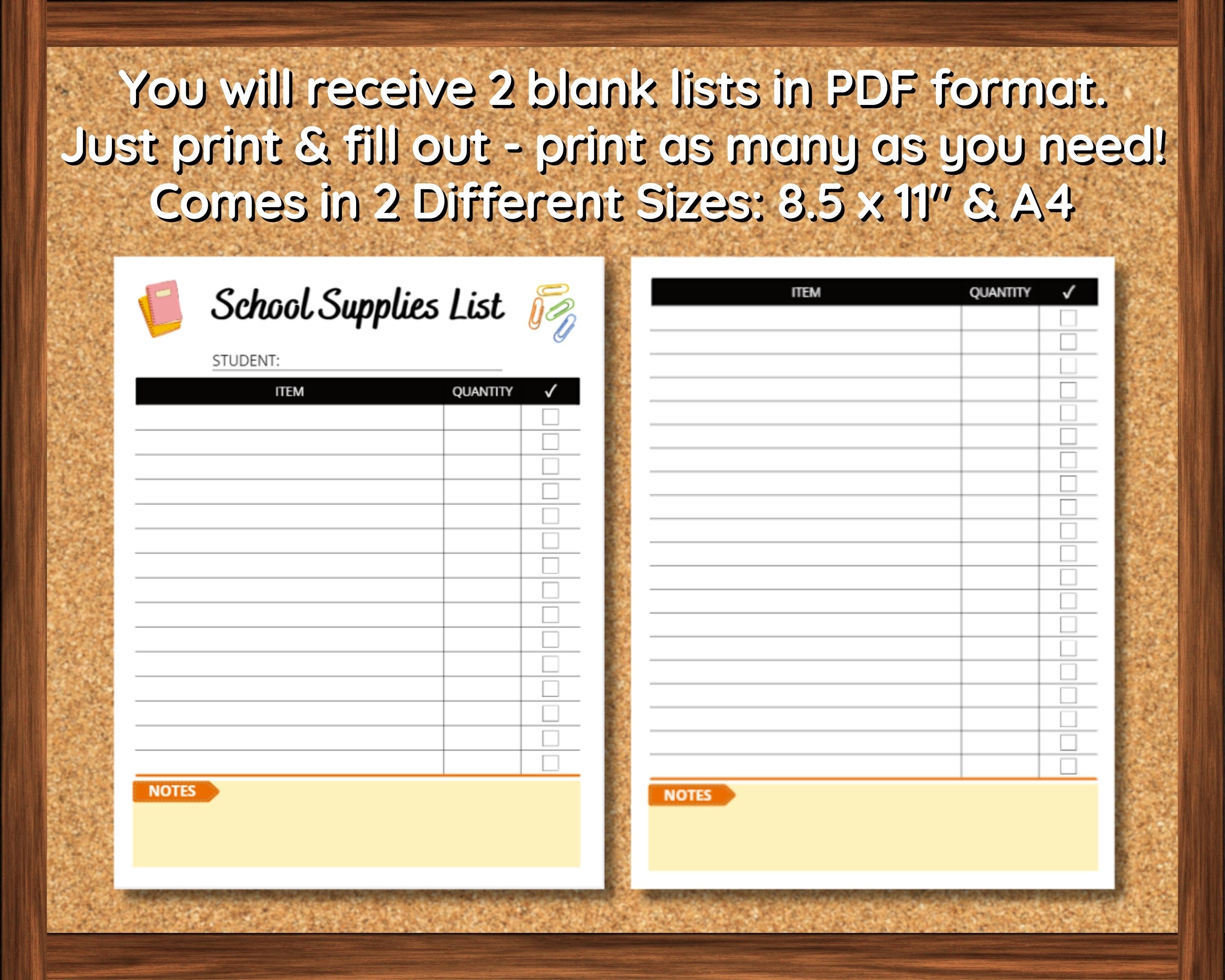 Back to School Shopping Supplies List, School Checklist, High School ...