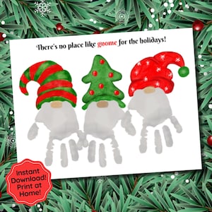 Christmas Handprint Art, Christmas Gnomes Craft, Kids Holiday Handprint ...